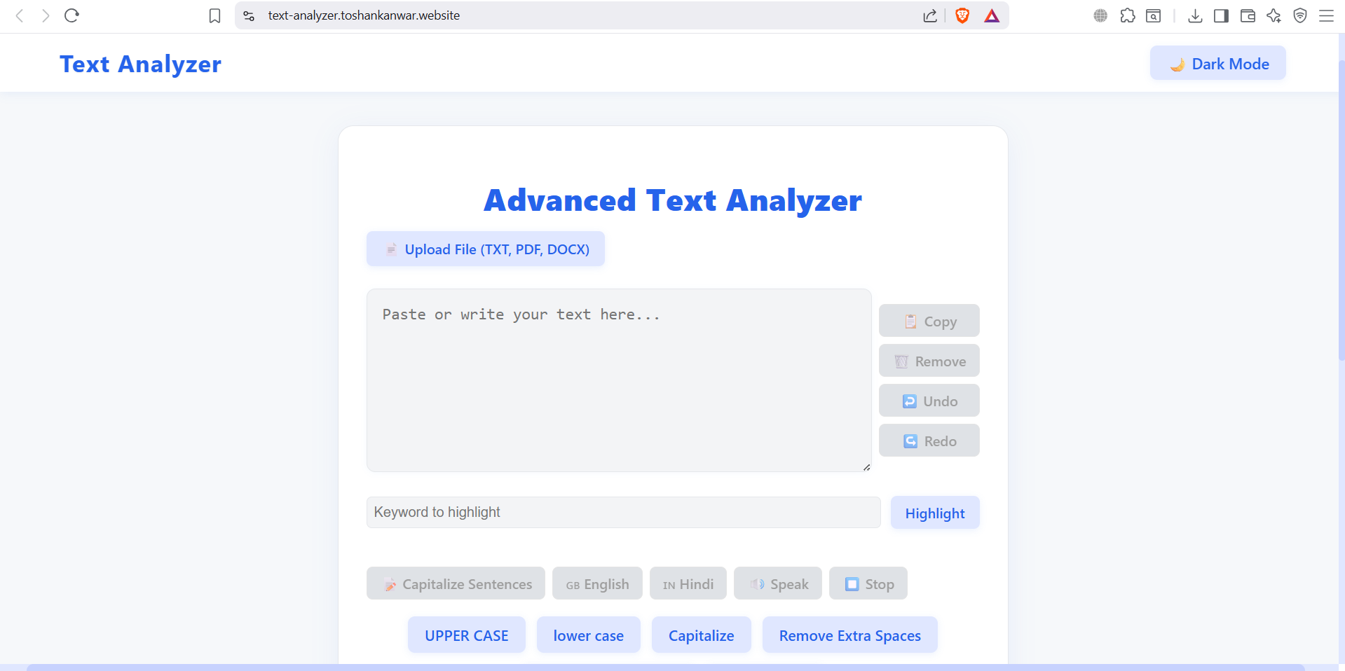 GitHub - toshankanwar/Advance-Text-Analyzer